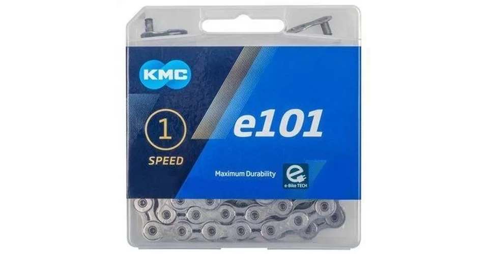 KMC e101 single speed kerékpár lánc, 1s (1/8 col), 112 szem, ezüst színű