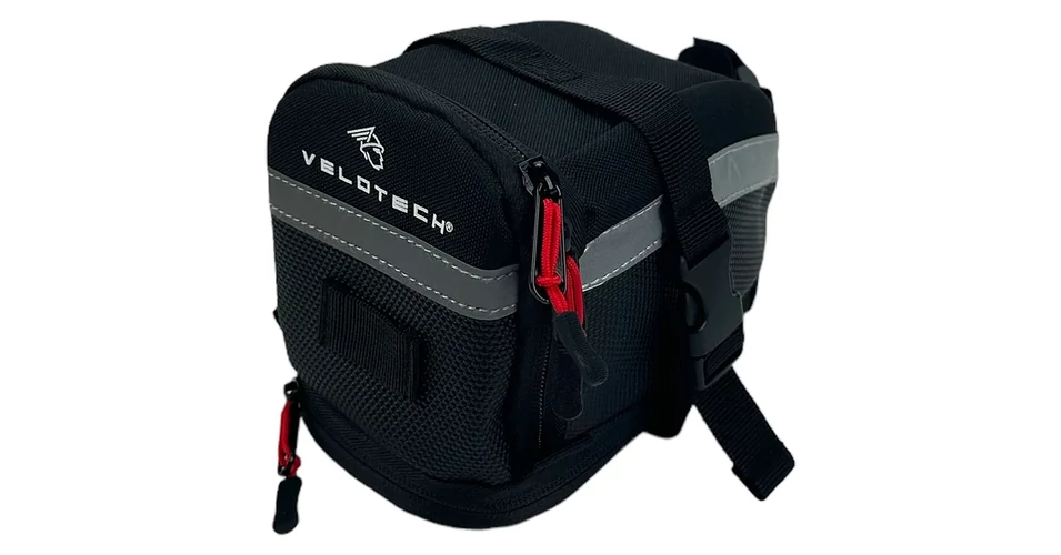 Velotech nyeregtáska, tépőzáras, bővíthető, fényvisszaverő csíkkal